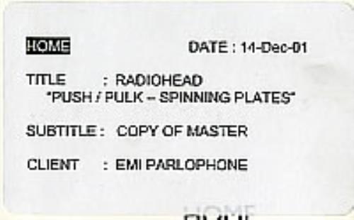 Radiohead Push/Pulk - Spinning Plates UK Promo video (VHS or PAL or ...