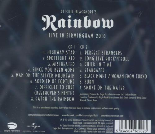 Rainbow Live In Birmingham 2016 UK 2 CD album set (Double CD) (824624)