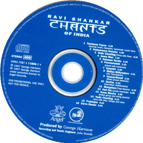 Ravi Shankar Chants Of India US Promo CD album (CDLP) (100710)