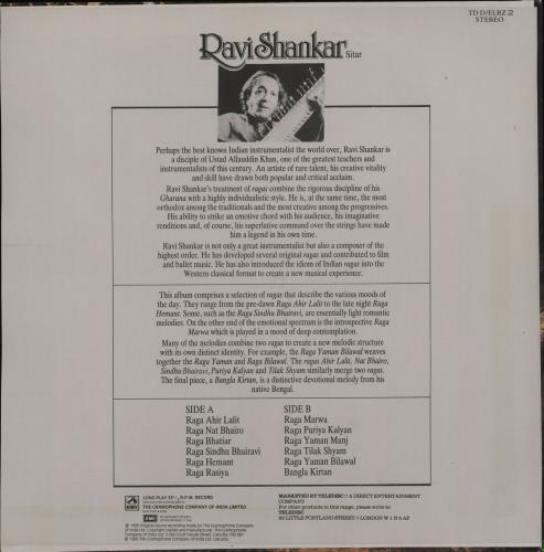 Ravi Shankar Sitar Indian vinyl LP album (LP record) (751496)