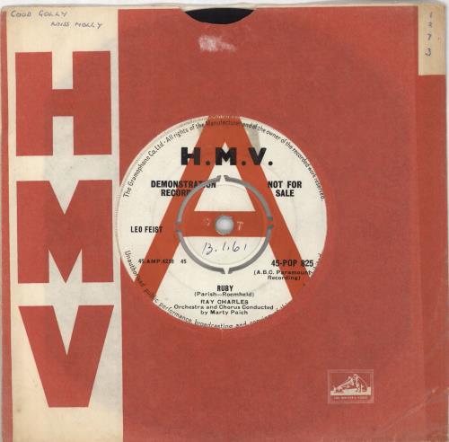 Ray Charles Ruby UK Promo 7" vinyl single (7 inch record / 45) (469772)
