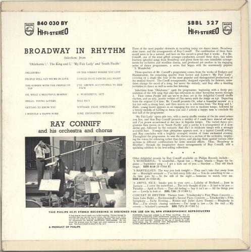 Ray Conniff Broadway In Rhythm UK vinyl LP album (LP record) (528163)