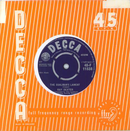 Ray Dexter The Coalman's Lament UK 7" vinyl single (7 inch record / 45 ...