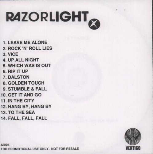 Razorlight Up All Night UK Promo CD-R acetate (343721)
