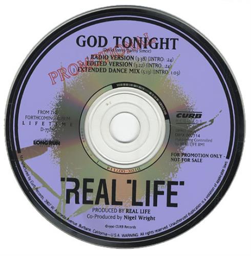 Real Life God Tonight US Promo CD single (CD5 / 5") (71787)