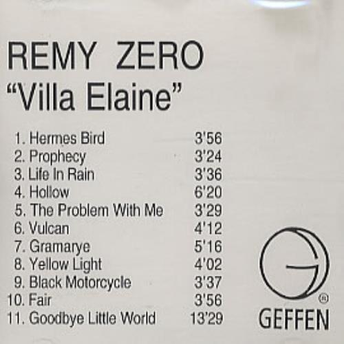 Remy Zero Villa Elaine UK Promo CD-R acetate (316637)