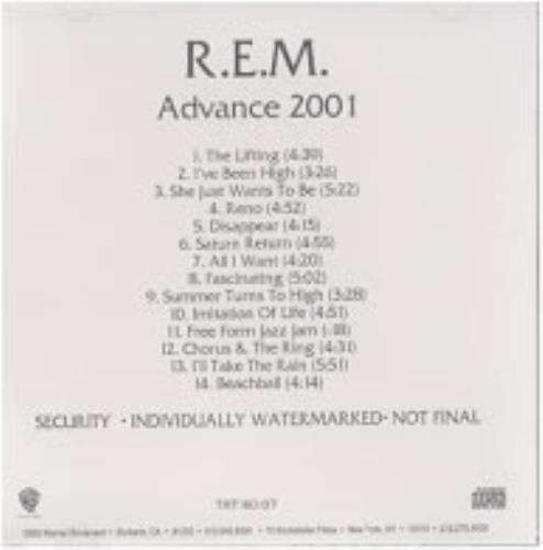 REM Advance 2001 US Promo CD album (CDLP) (184275)