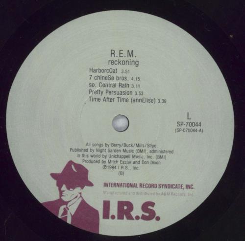 REM Reckoning - Green Vinyl US vinyl LP album (LP record) (825627)