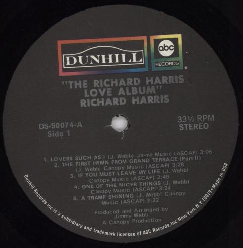 Richard Harris Love Album US vinyl LP album (LP record) (843881)