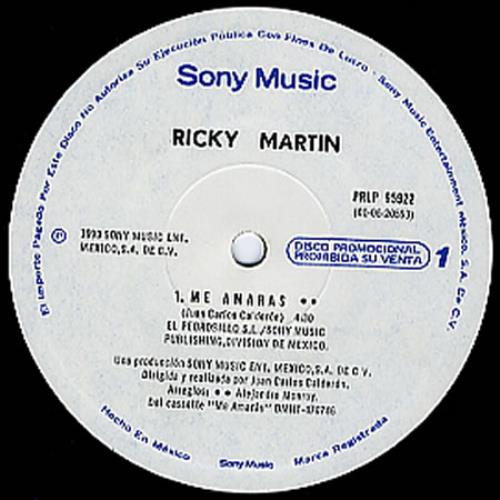 Ricky Martin Me Amaras Mexican Promo 12" vinyl single (12 inch record ...