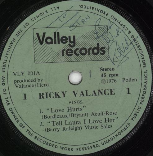 Ricky Valance Love Hurts EP - Autographed UK 7" vinyl single (7 inch ...