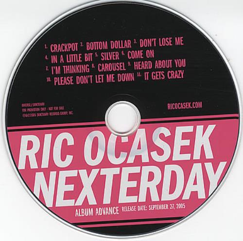 Ric Ocasek Nexterday US Promo CD album (CDLP) (370883)