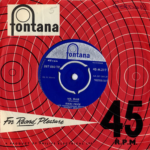 Rikki Price Mr. Blue UK 7" vinyl single (7 inch record / 45) (552994)