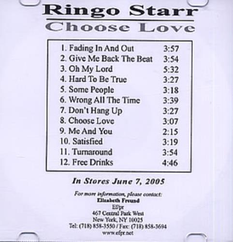 Ringo Starr Choose Love US CD-R acetate (336658)