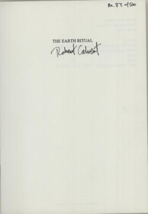Robert Calvert The Earth Ritual - Signed UK book (588820) SIGNED BOOK