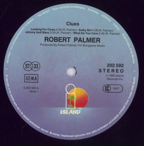 Robert Palmer Clues German vinyl LP album (LP record) (832093)