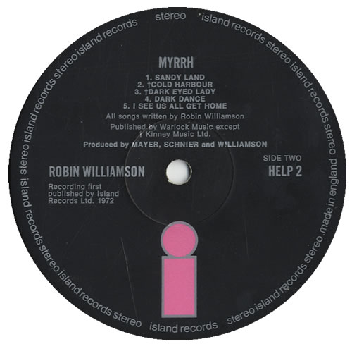 Robin Williamson Myrrh UK vinyl LP album (LP record) (261085)