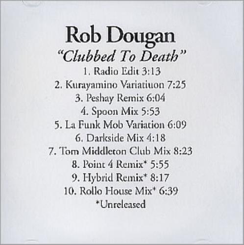 Rob Dougan Clubbed To Death US CD-R acetate (270543)