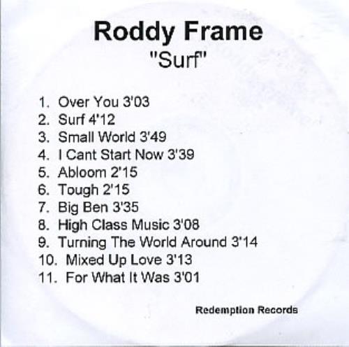 Roddy Frame Surf UK Promo CD-R acetate (288282)