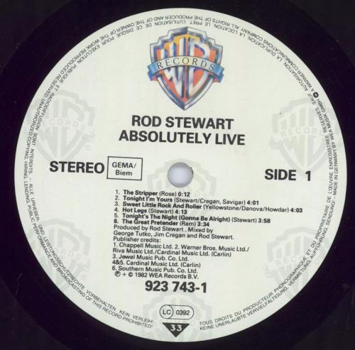 Rod Stewart Absolutely Live German 2-LP vinyl record set (Double LP ...