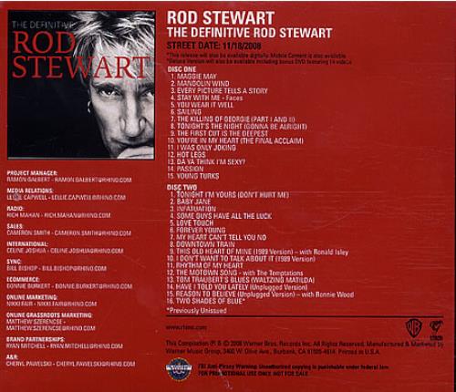 Rod Stewart The Definitive Rod Stewart US Promo CD-R acetate (456817)