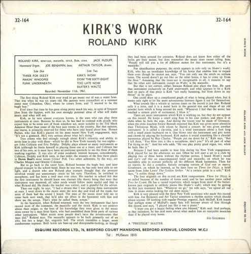 Roland Kirk Kirk's Work UK vinyl LP album (LP record) (594514)