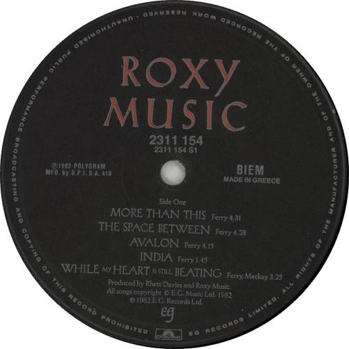 Roxy Music Avalon Greek vinyl LP album (LP record) (672728)