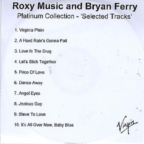 Roxy Music Platinum Collection - Selected Tracks UK Promo CD-R acetate ...