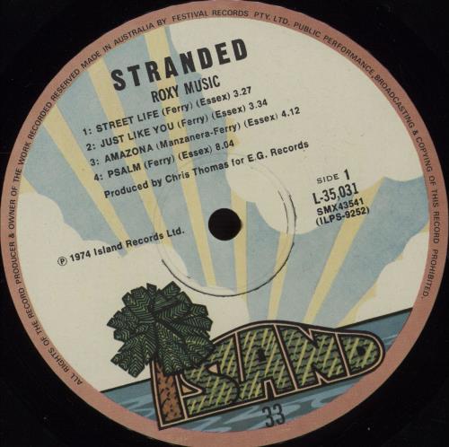 Roxy Music Stranded Australian vinyl LP album (LP record) (670848)