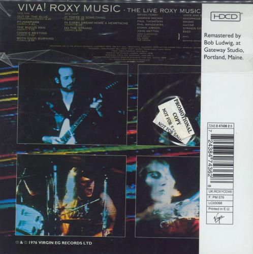 Roxy Music Viva! Roxy Music UK CD album (CDLP) (196190)