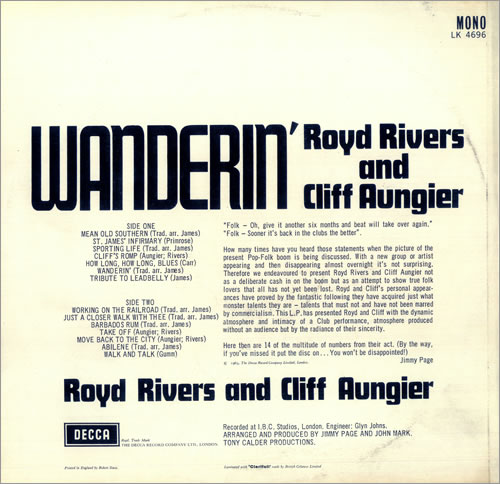 Royd Rivers And Cliff Aungier Wanderin' UK vinyl LP album (LP record ...