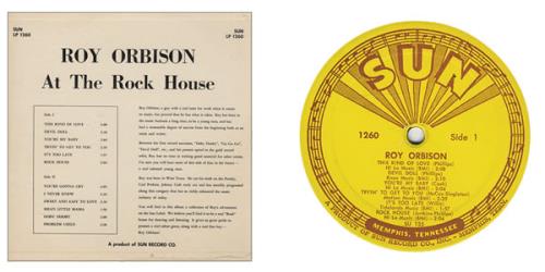 Roy Orbison At The Rock House US vinyl LP album (LP record) (426526)