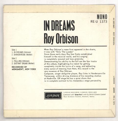 Roy Orbison In Dreams EP UK 7" vinyl single (7 inch record / 45) (331192)