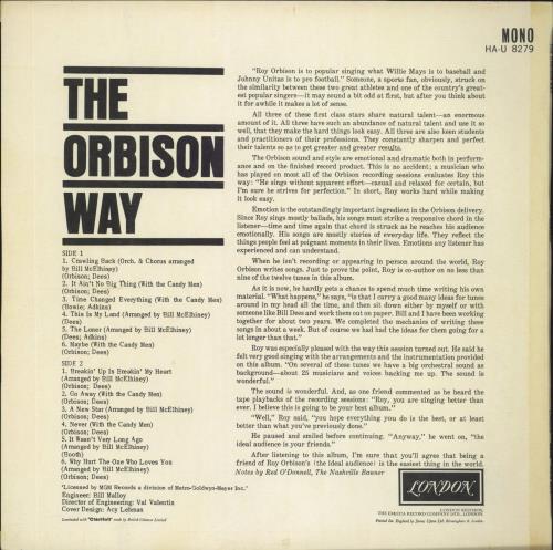 Roy Orbison The Orbison Way UK vinyl LP album (LP record) (802940)