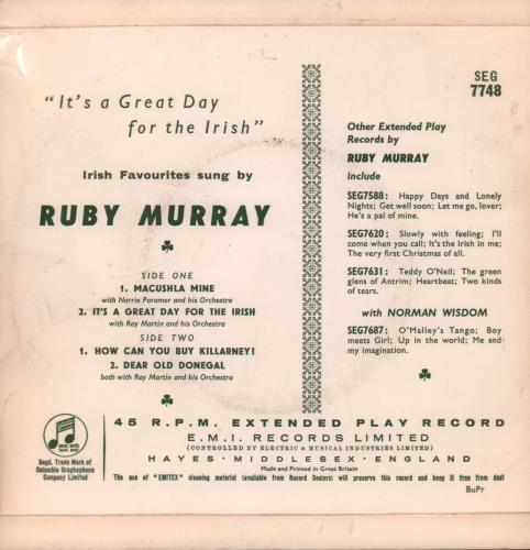 Ruby Murray It's A Great Day For The Irish UK 7" vinyl single (7 inch ...