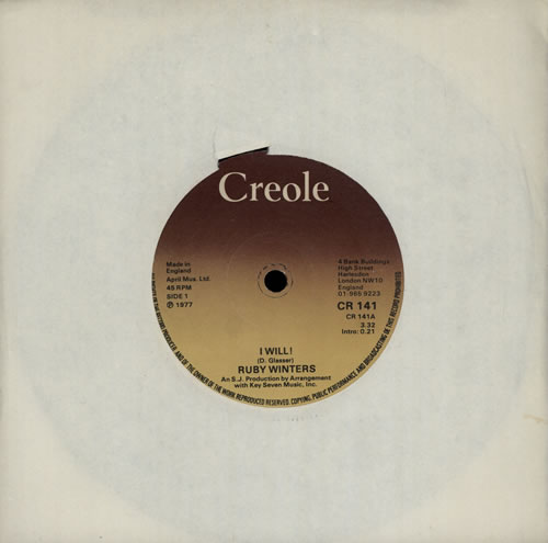 Ruby Winters I Will! UK 7" vinyl single (7 inch record / 45) (569990)