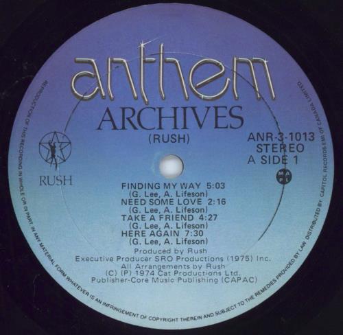 Rush Archives - EX Canadian 3-LP vinyl record set (Triple LP Album ...