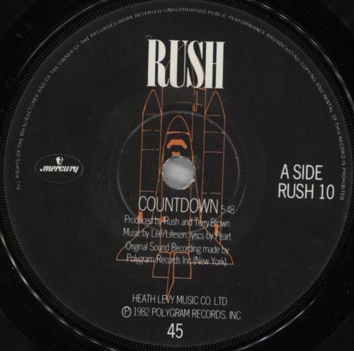 Rush Countdown - Paper + Glossy P/S UK 7" vinyl single (7 inch record ...