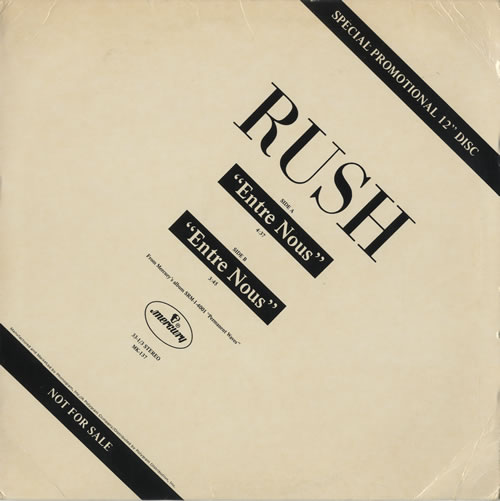 Rush Entre Nous US Promo 12" vinyl single (12 inch record / Maxi-single ...