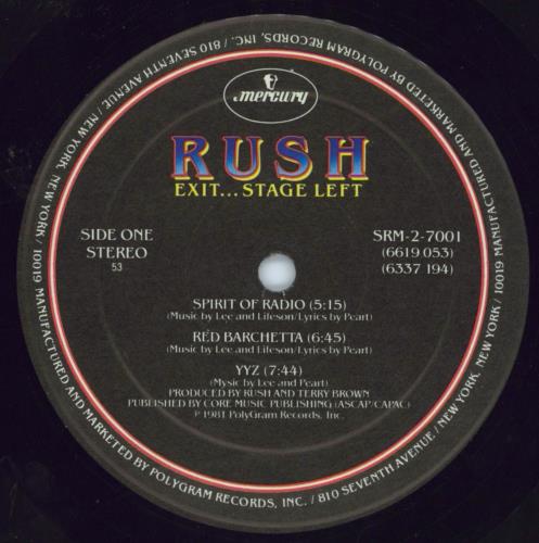 Rush Exit... Stage Left - Hauppage Pressing US 2-LP vinyl record set ...