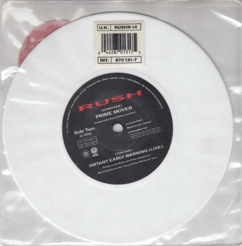 Rush Prime Mover - White Vinyl UK 7" vinyl single (7 inch record / 45 ...