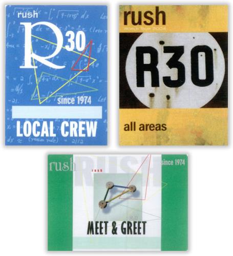 Rush R30: 30th Anniversary World Tour Passes US tour pass (428039) TOUR ...