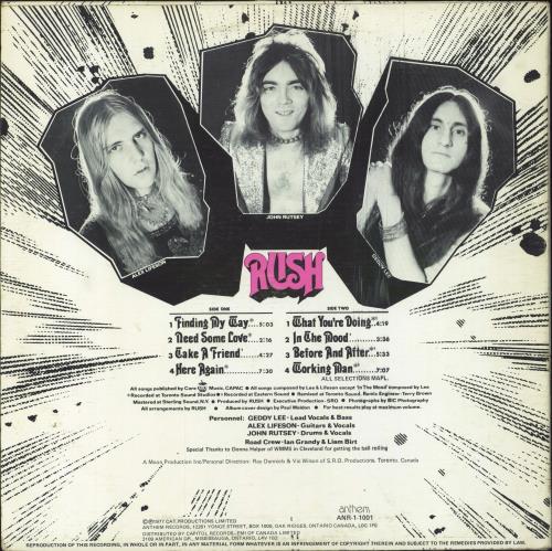 Rush Rush - 1st Anthem label Canadian vinyl LP album (LP record) (798847)