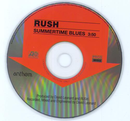 Rush Summertime Blues US Promo CD single (CD5 / 5") (296971)