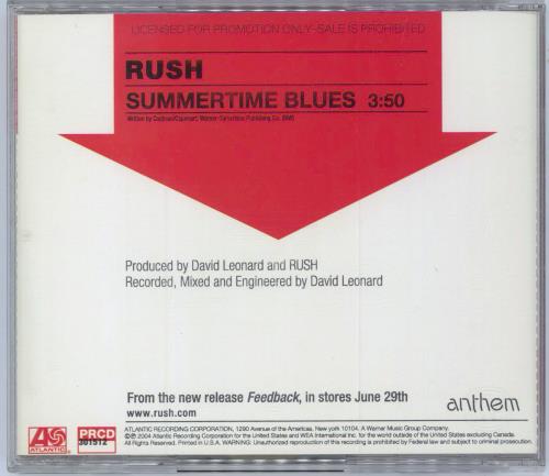 Rush Summertime Blues US Promo CD single (CD5 / 5") (296971)