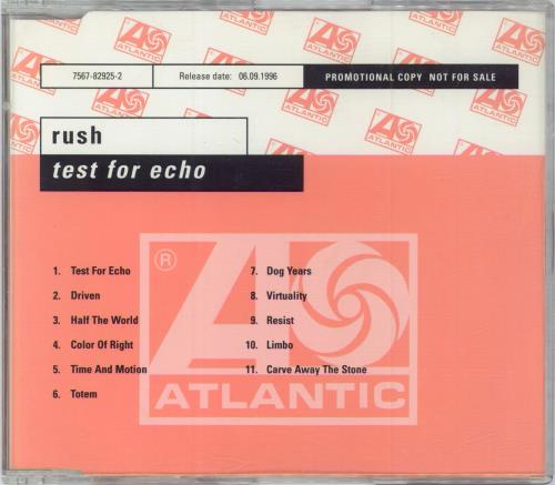 Rush Test For Echo UK Promo CD album (CDLP) (71978)