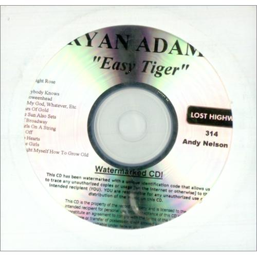 Ryan Adams Easy Tiger US Promo CD-R acetate (420400)