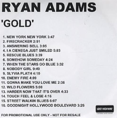 Ryan Adams Gold UK Promo CD-R acetate (212666)