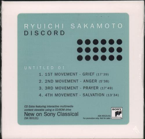 Ryuichi Sakamoto Discord US Promo CD album (CDLP) (115550)