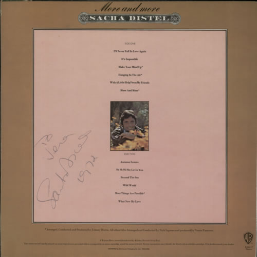 Sacha Distel More And More - Autographed UK vinyl LP album (LP record ...